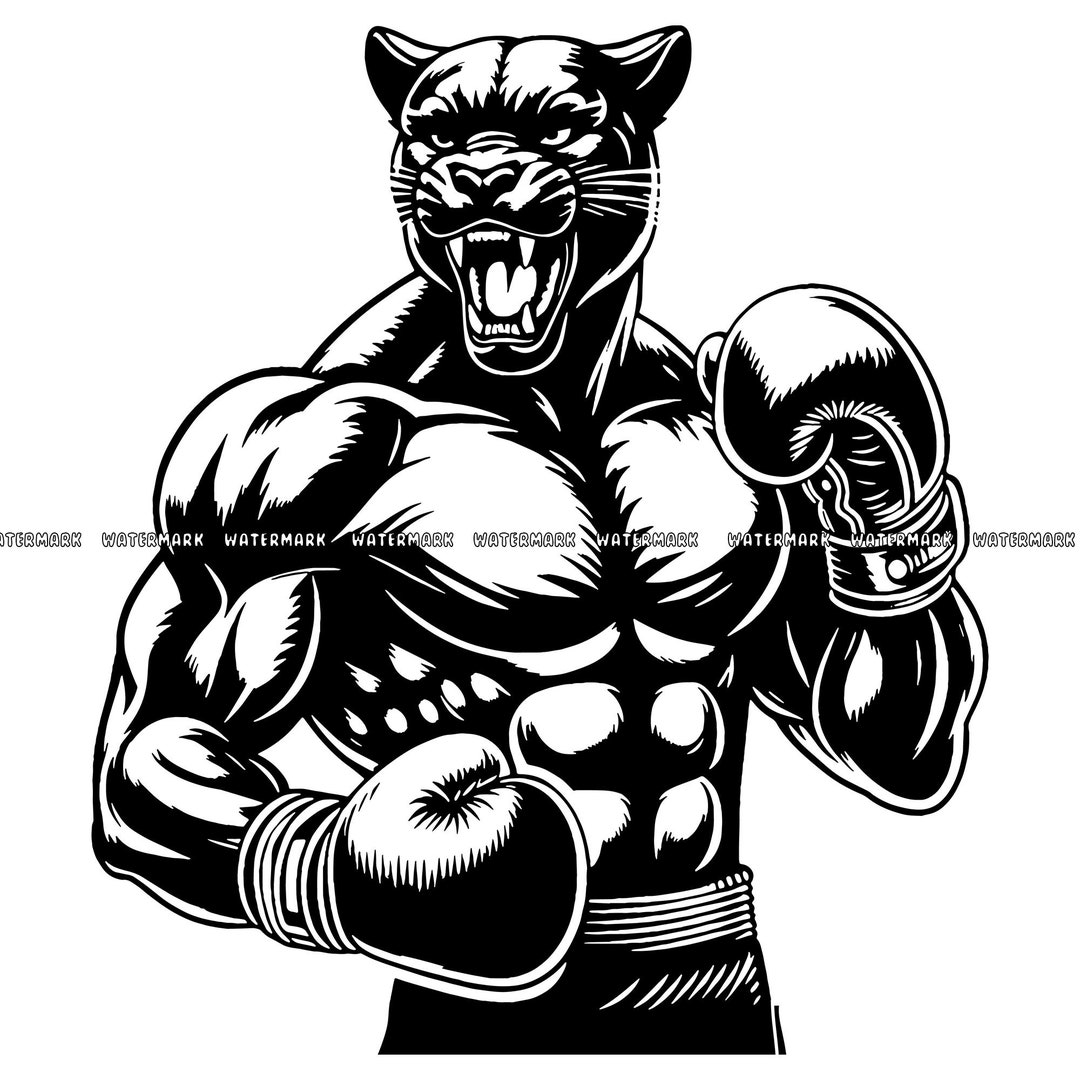 Black Panther With Boxing Gloves SVG Fighter DXF Boxer PNG Boxing Cut ...