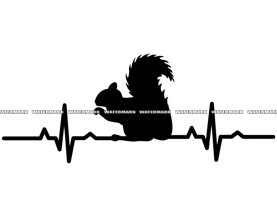 Squirrel SVG Heartbeat Ekg Lover Cut File DXF PNG Clipart - Etsy