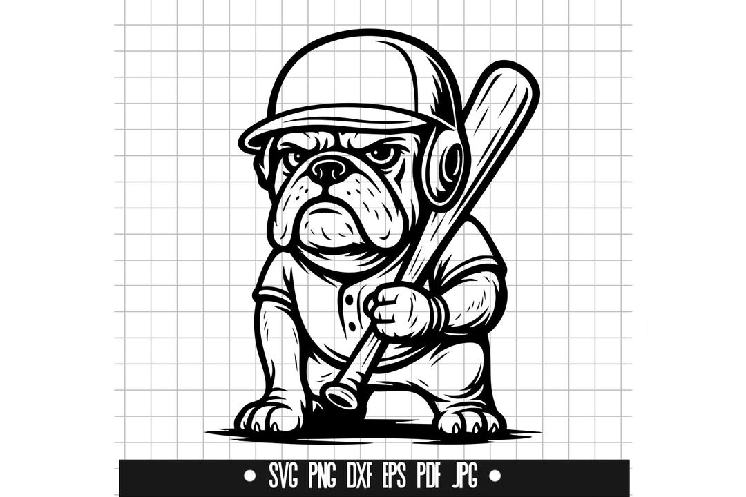 Bulldog Baseball SVG, Tough Dog Cut File, Sports Mascot Clipart ...