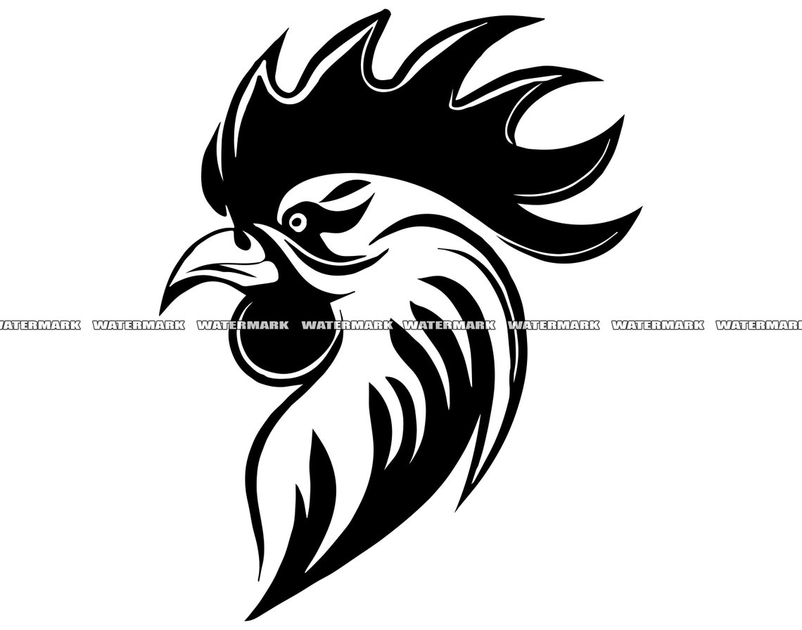 Rooster Head SVG 2 Rooster Head Cut File Rooster Head DXF - Etsy