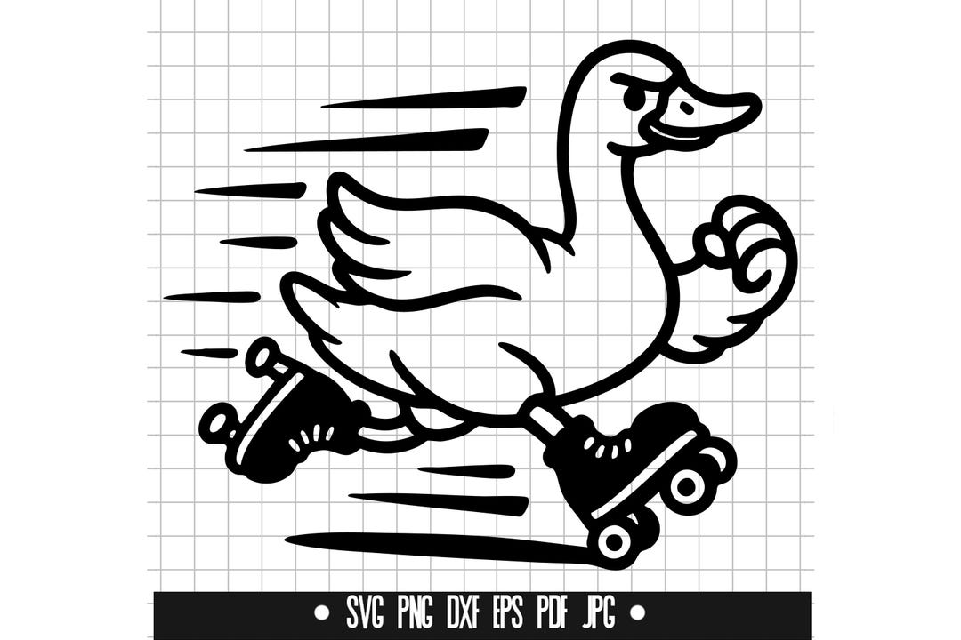 Skating Duck Svg, Roller Skates Svg, Duck on Skates Svg, Speed Duck Svg ...