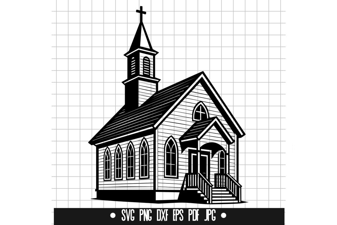 Church SVG, Church DXF, Church PNG, Church Cut File, Clipart, Digital ...