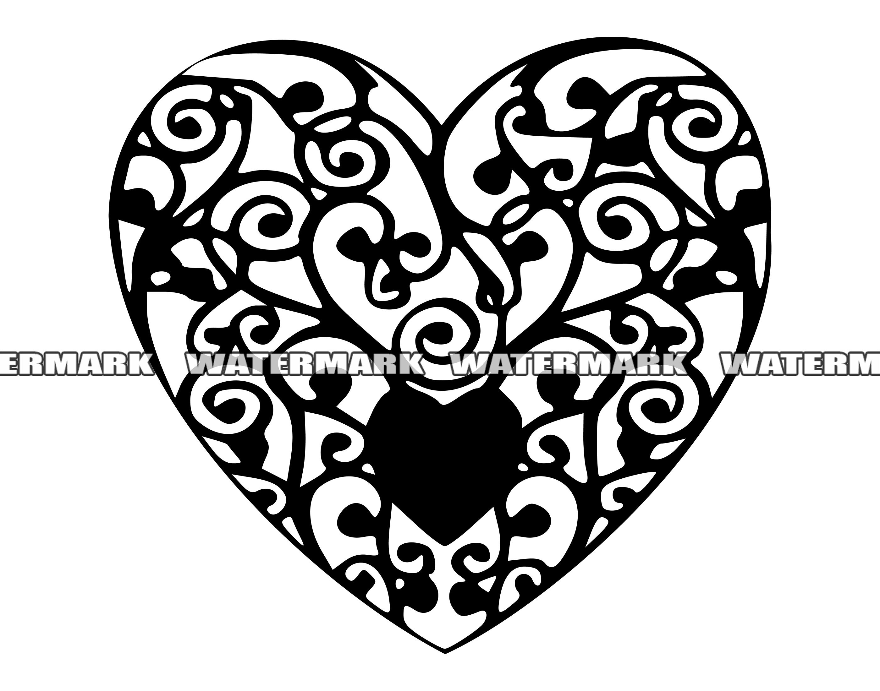 Fancy Heart SVG 2 Fancy Heart Cut File Fancy Heart DXF - Etsy