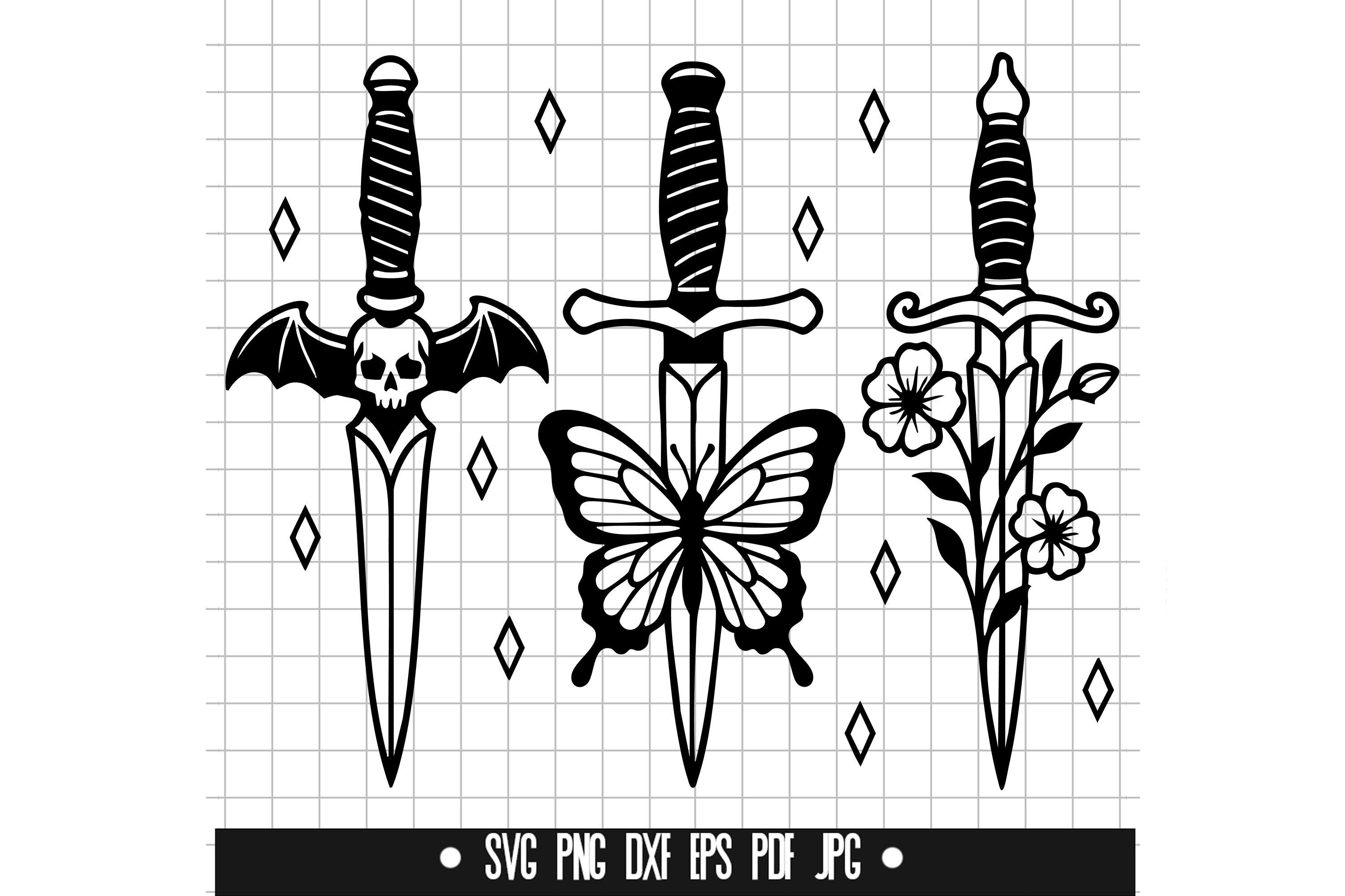 Fantasy Dagger Trio SVG, Fantasy Dagger Trio DXF, Fantasy Dagger Trio ...