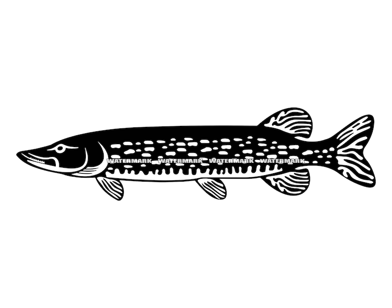 Fish Svg, Northern Pike SVG, Northern Pike DXF, Northern Pike PNG ...