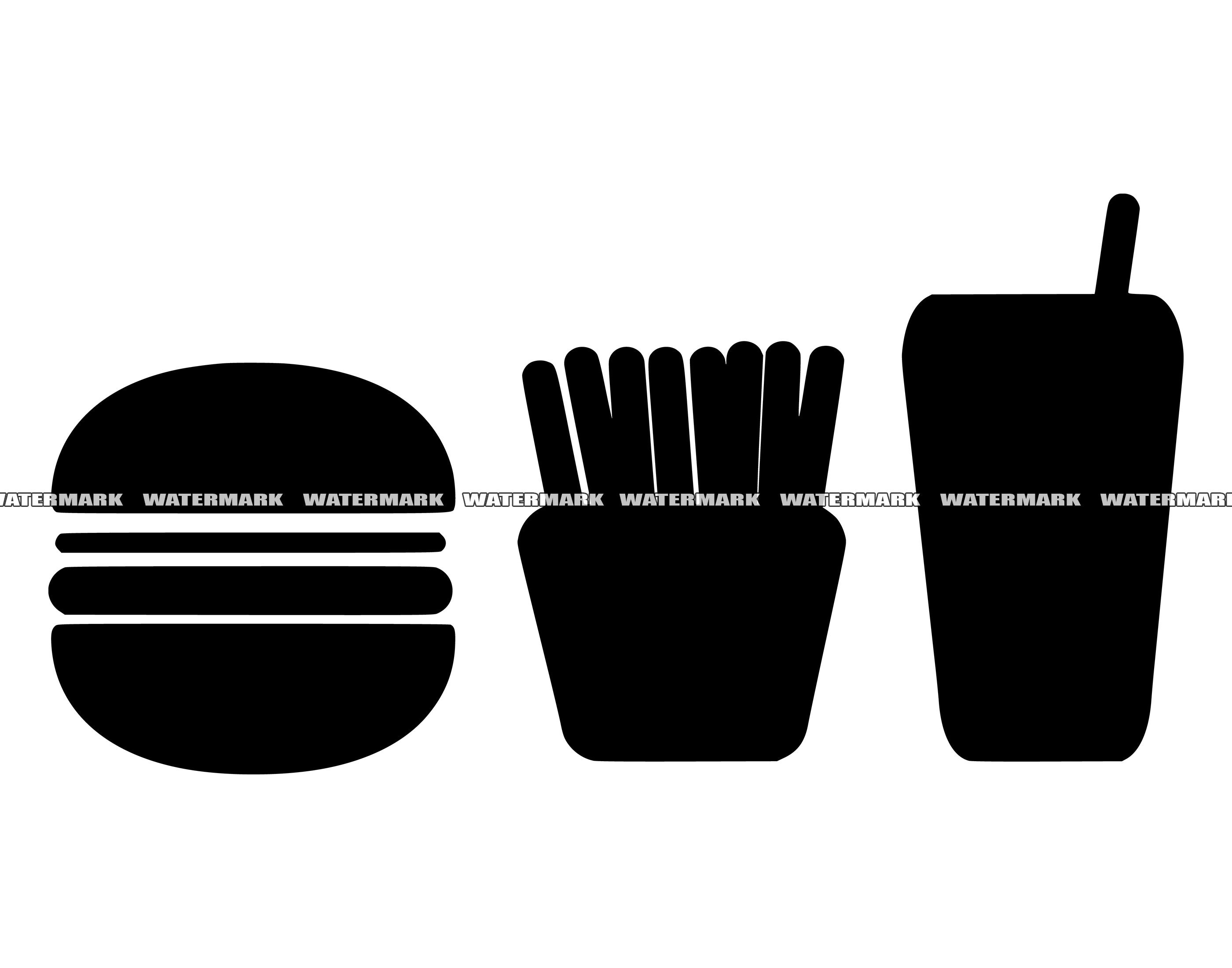 Burger Fries Drink SVG Cut File DXF PNG Clipart - Etsy