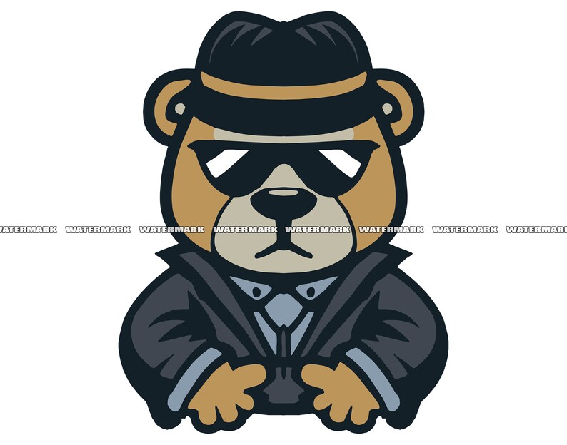 Gangster Teddy Bear SVG 3 Animal Wild Wildlife Mafia Clothes - Etsy