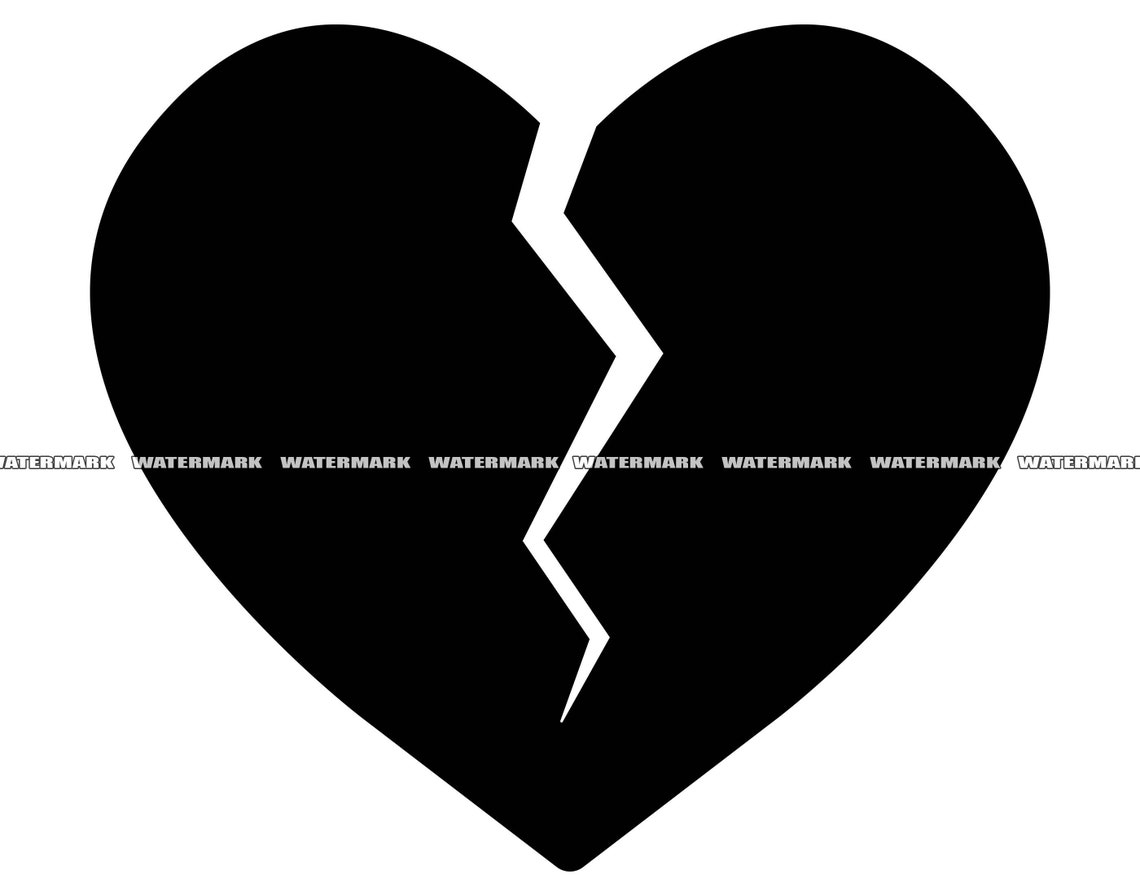 Broken Heart SVG Broken Heart Cut File Broken Heart DXF - Etsy