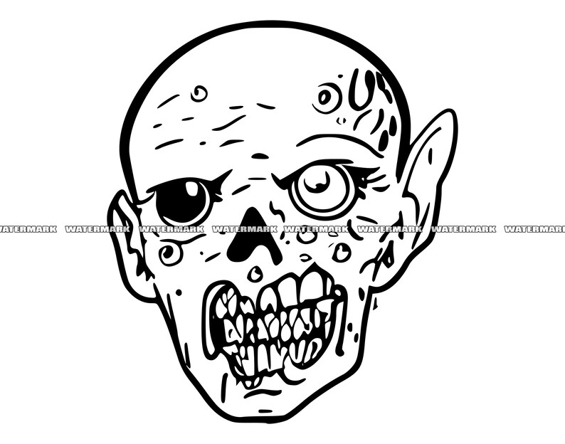 Zombie Face SVG Zombie Face Cut File Zombie Face DXF Zombie - Etsy