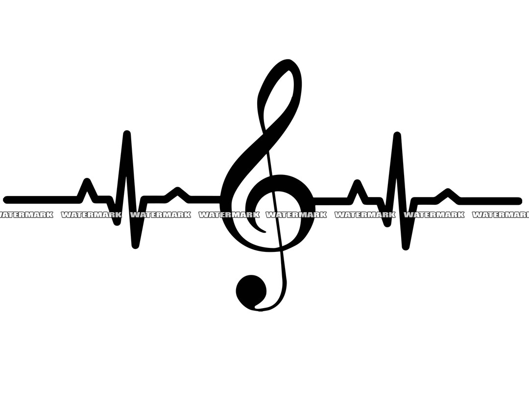 Treble Clef SVG Heartbeat Ekg Lover Cut File DXF PNG Clipart Silhouette ...