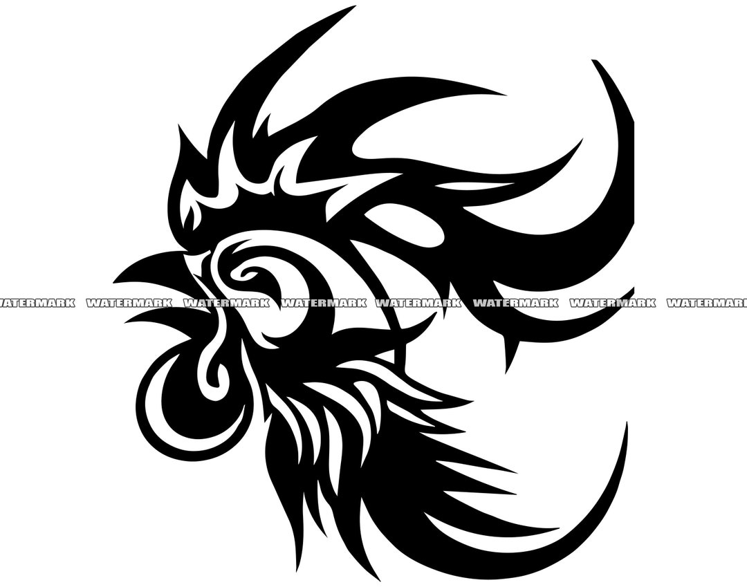 Tribal Rooster Head SVG, Tribal Rooster Head Cut File, Tribal Rooster ...