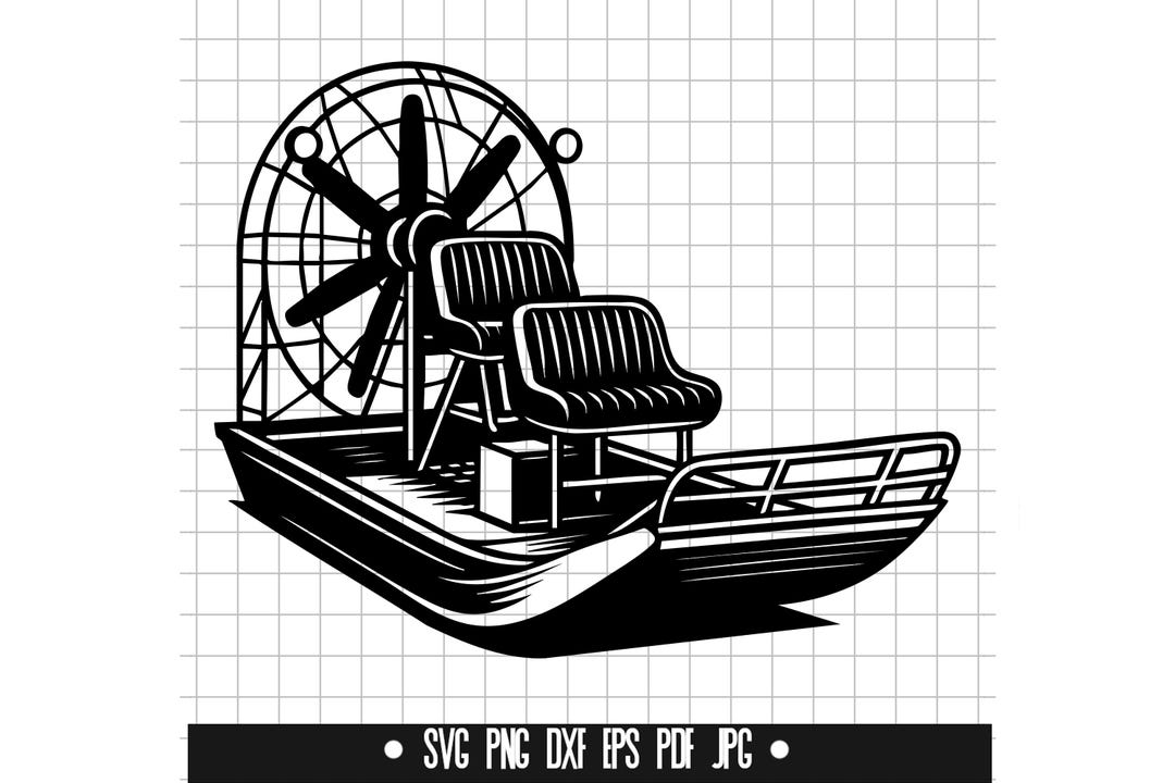 Airboat SVG, Fan Boat PNG, DXF, Eps, Swamp Boat Cut File, Clipart ...