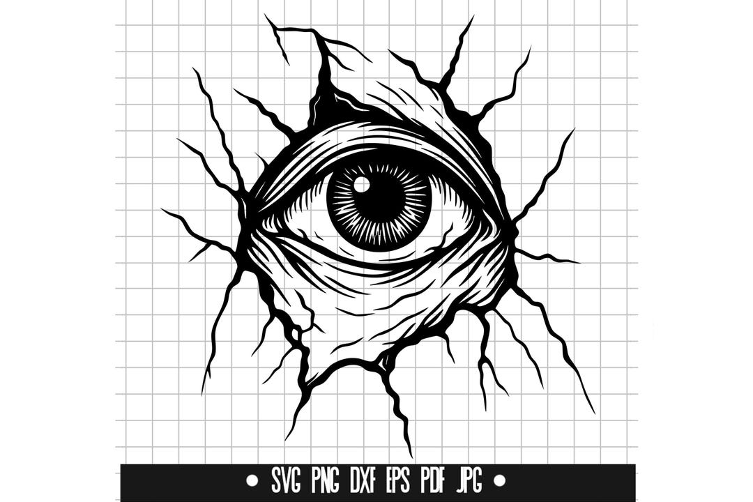 Cracked Eye SVG, Eye Wall PNG, Eye DXF, Eye Cut File, Clipart, Digital ...
