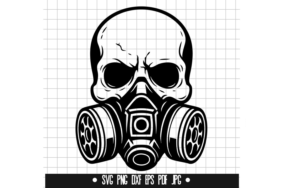 Gas Mask Skull SVG, Toxic Skull DXF, Masked Skull PNG, Skull Cut File ...