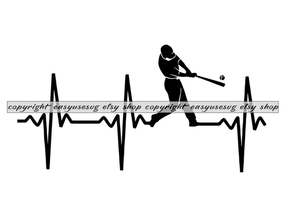 Baseball Heartbeat Svg Baseball Player Heartbeat EKG SVG Dxf - Etsy