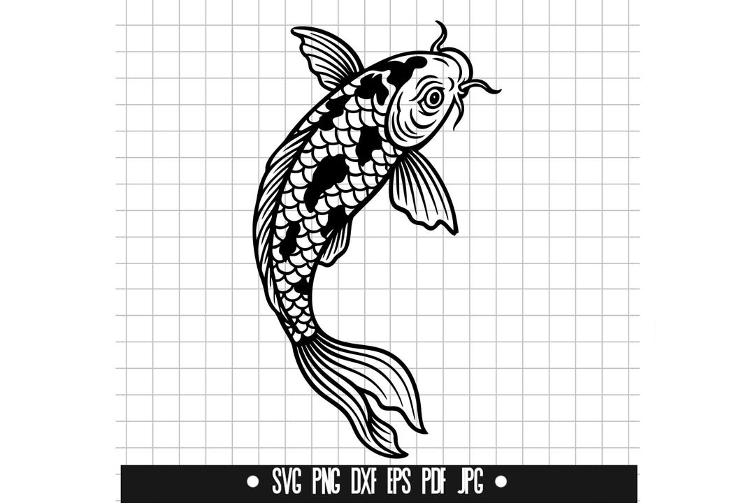 Koi Fish SVG, Koi DXF, Japanese Fish PNG, Koi Cut File, Clipart ...