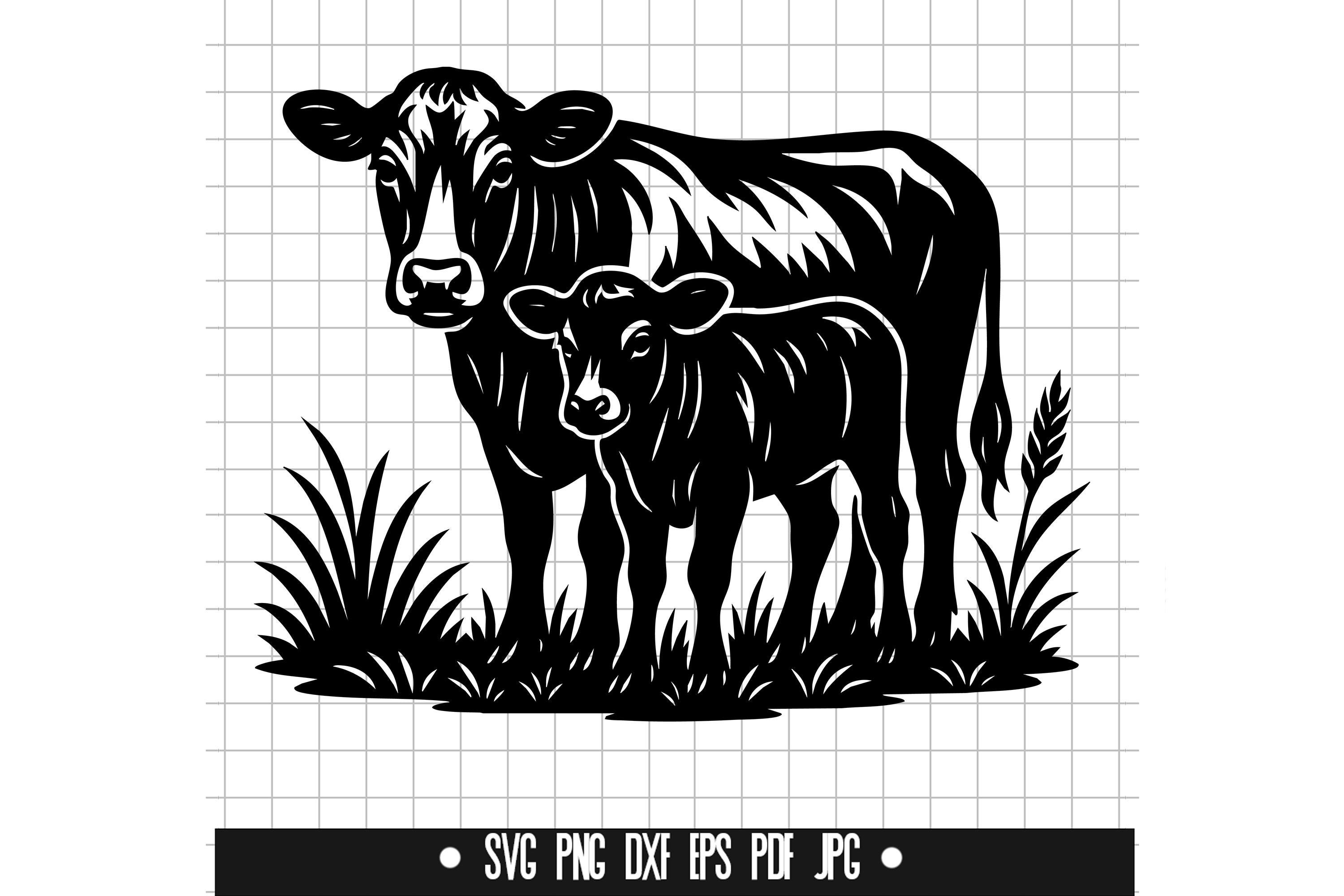 Cow Calf Svg, Farm Animal Svg, Mother Cow Svg, Standing Cow Svg, Cut ...