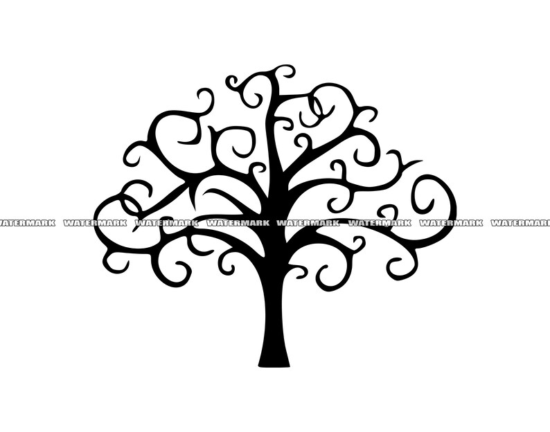 Swirly Tree SVG Swirly Tree Cut File Swirly Tree DXF Swirly - Etsy