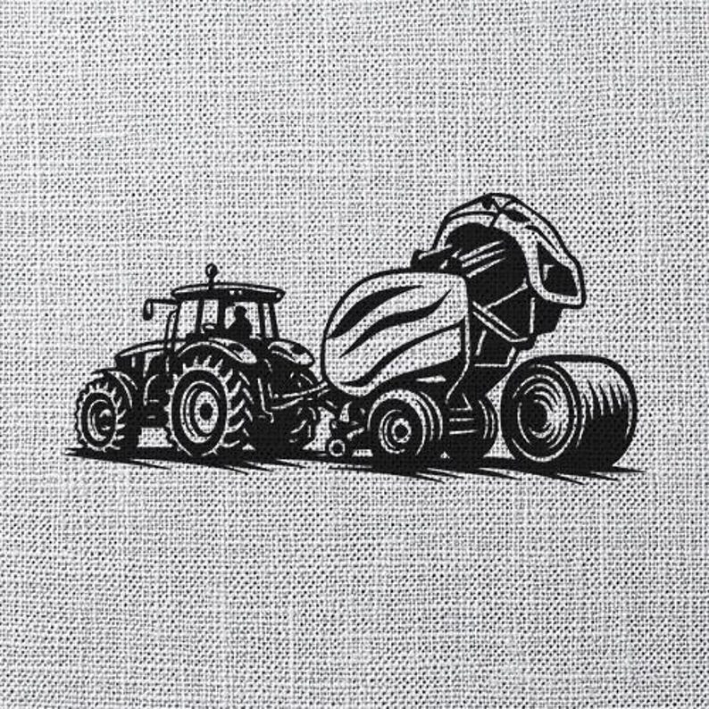 Round Baler SVG, Tractor DXF, Hay Machine PNG, Farm Cut File, Clipart ...