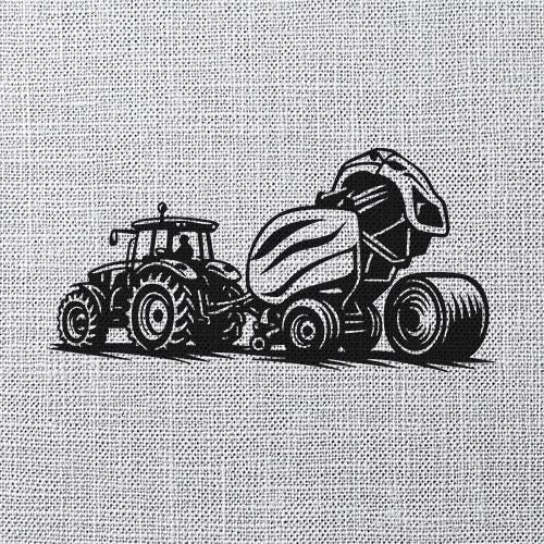 Round Baler SVG, Tractor DXF, Hay Machine PNG, Farm Cut File, Clipart ...