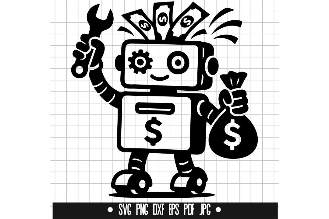 Money Robot Svg, Cash Robot Svg, Rich Bot Svg, Financial Robot Svg ...