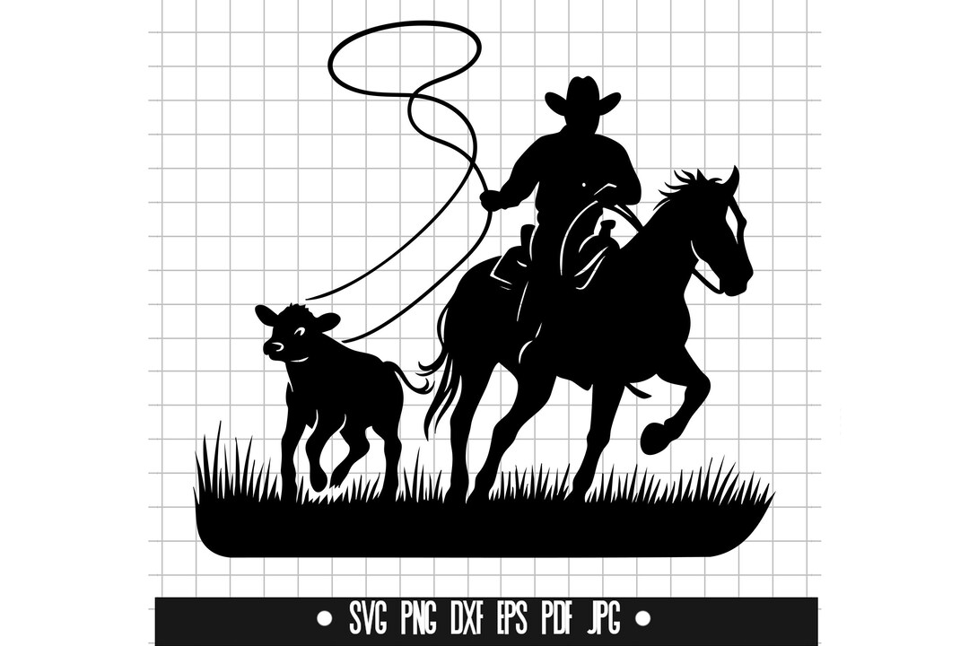 Cowboy Roping SVG, Cowboy DXF, Cowboy PNG, Cowboy Cut File, Clipart ...