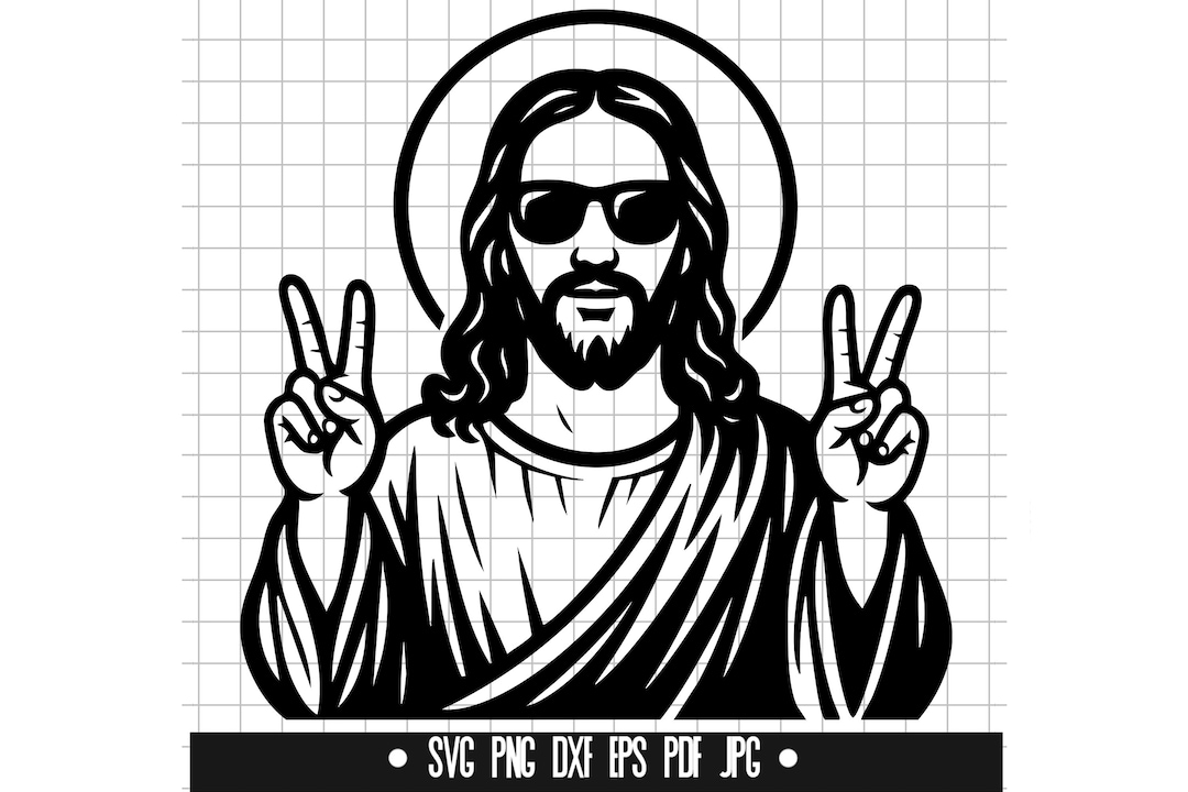 Cool Jesus Svg, Peace Jesus Svg, Sunglasses Jesus Svg, Faith Svg ...