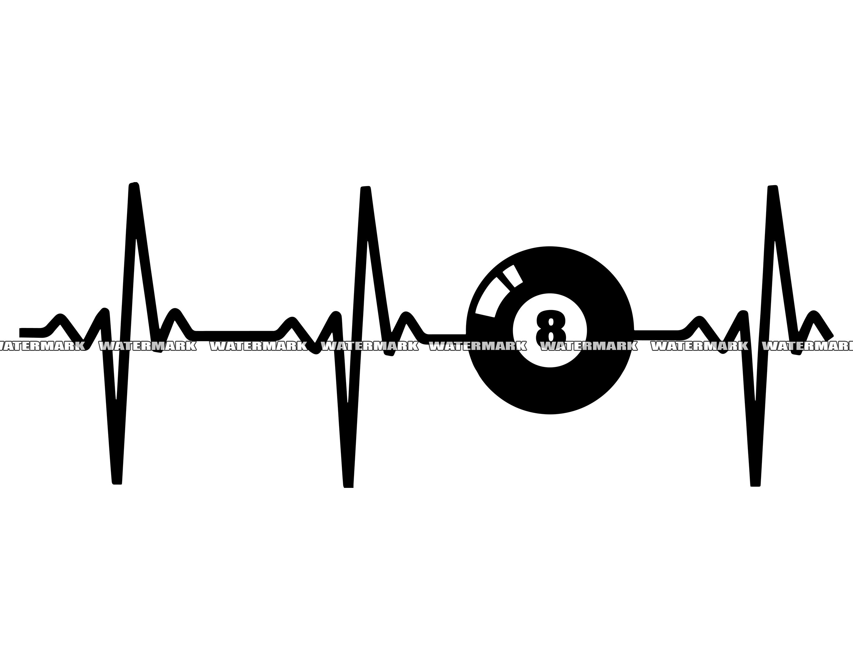 Heartbeat Ekg Billiard Snooker SVG 1 Game Player Hobby Sport Design Cut ...