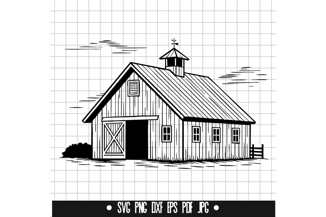 Barn SVG, Farmhouse PNG, Rustic Barn DXF, Country Clipart, Farm ...