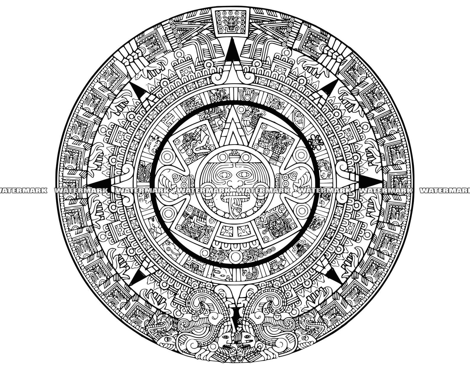 Aztec Calendar SVG, Aztec Calendar Cut File, Aztec Calendar DXF, Aztec ...
