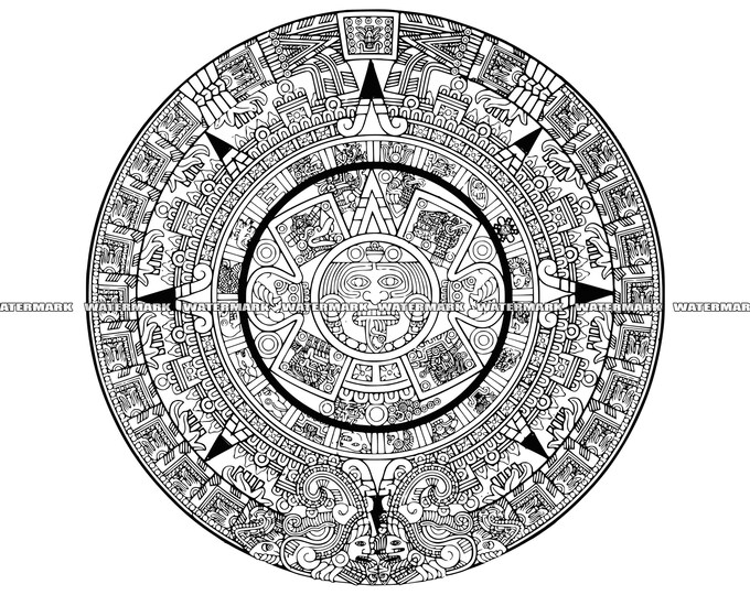 Aztec Calendar, Calendar, Azteca, SVG, DXF, PNG, Vector, Screen ...