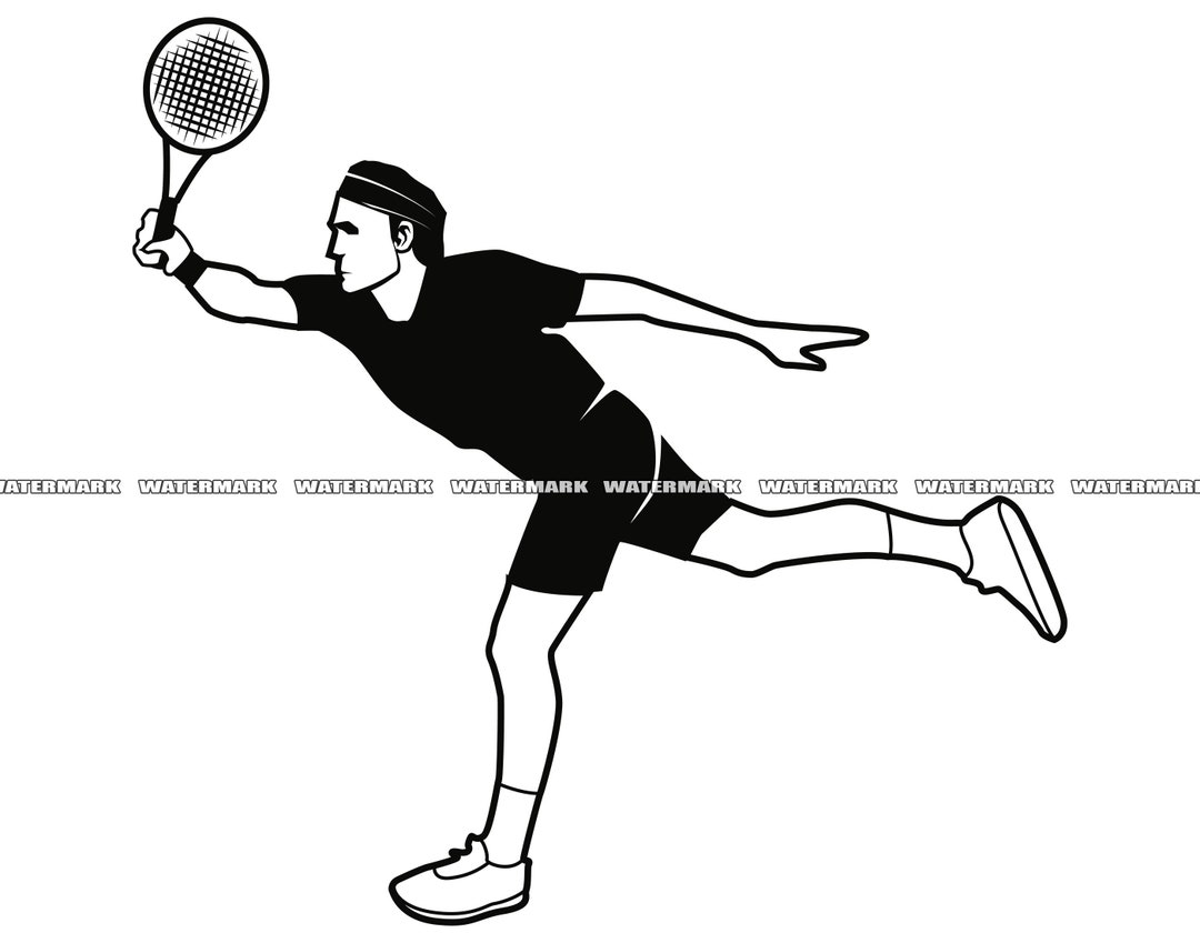 Tennis Player SVG Cut File DXF PNG Clipart Silhouette - Etsy
