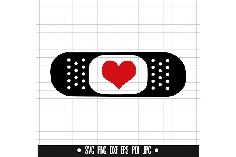 Vendaje de corazón SVG, DXF de sanación amorosa, PNG médico lindo ...