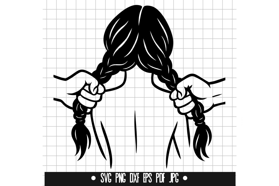 Braided Hair Pull SVG, Couple Hair Pull Clipart, Braids DXF, Love Play ...