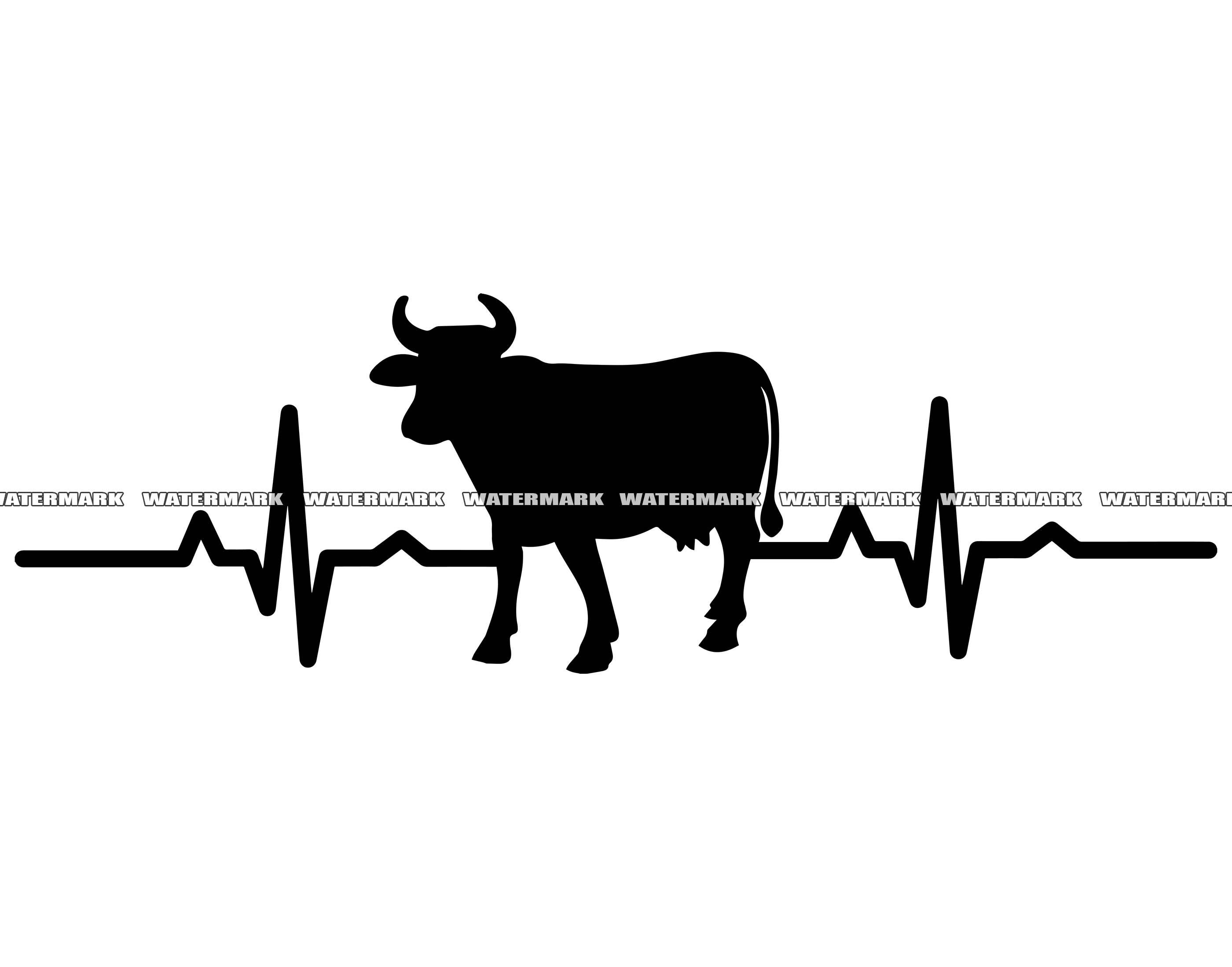 Dairy Cow SVG Heartbeat Ekg Lover Cut File DXF PNG Clipart Silhouette ...