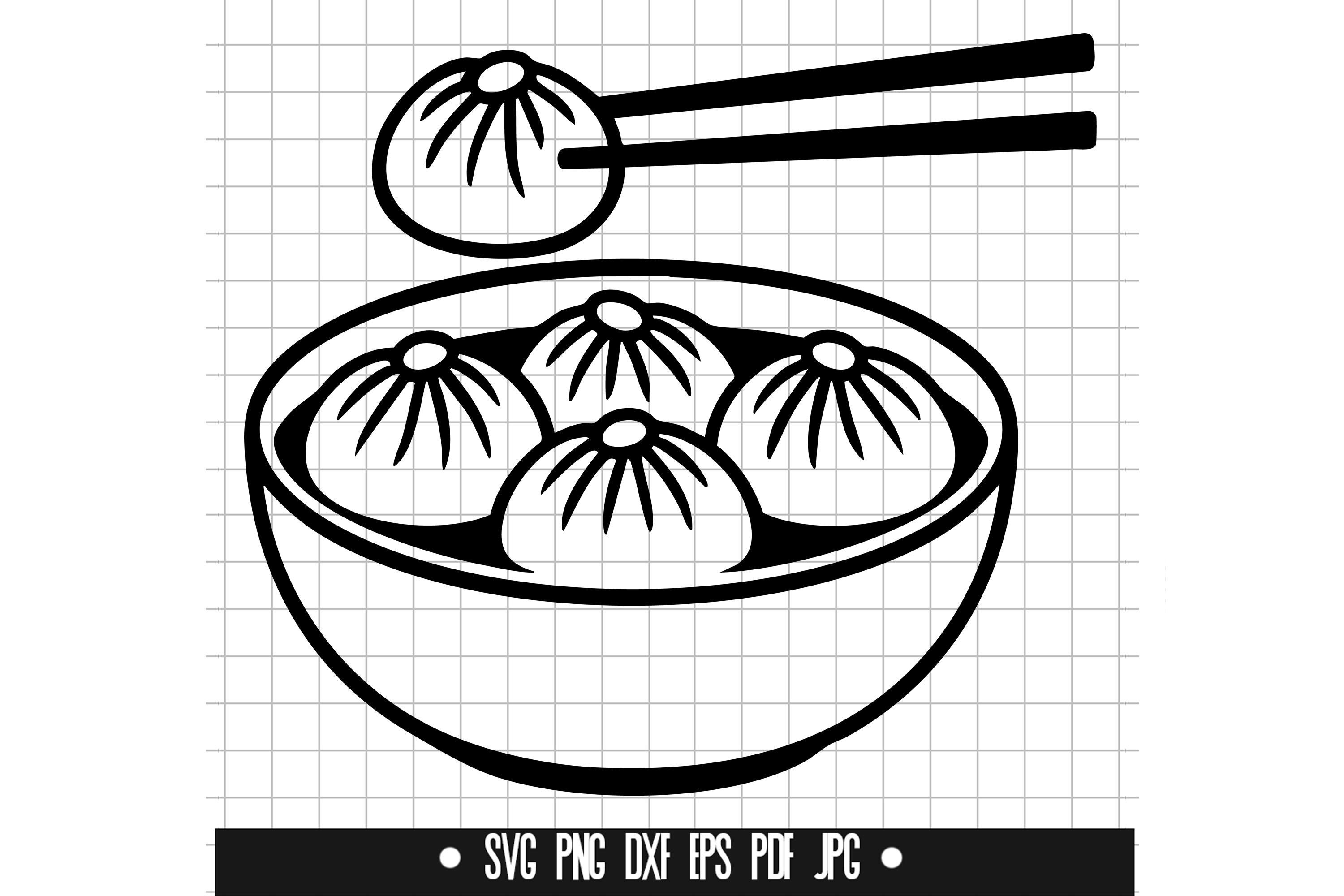 Bao Dumpling SVG, Bao Dumpling DXF, Bao Dumpling PNG, Bao Dumpling Cut ...