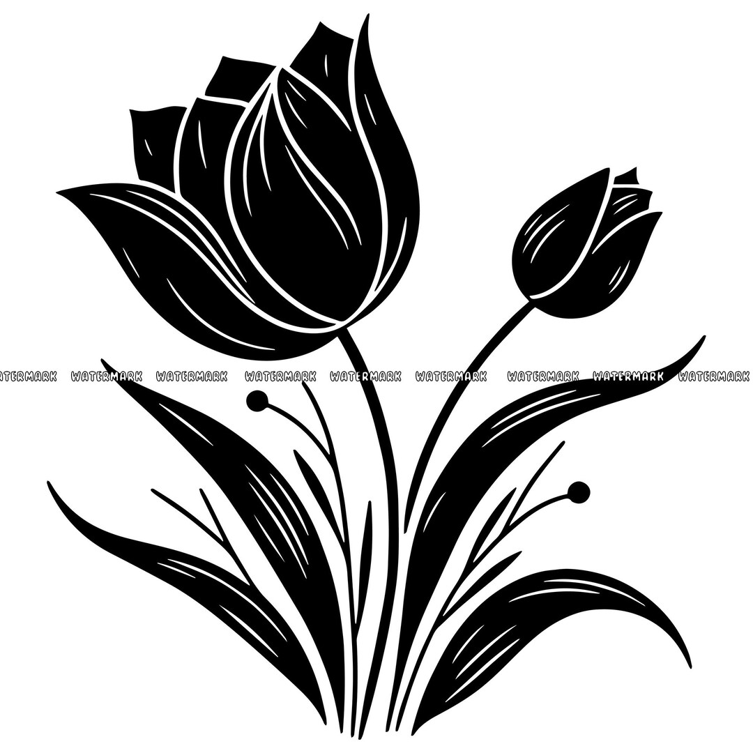 Tulip SVG, Tulip DXF, Tulip PNG, Tulip Cut File, Tulip Clipart, Tulip ...