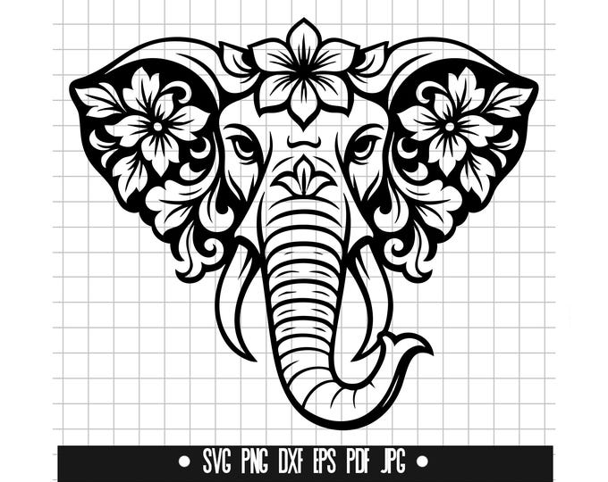 Floral Elephant Svg Cut File| Elephants Svg | Animal Svg, Mandala Svg ...