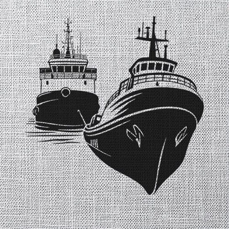 Tugboat SVG, Ship Tow DXF, Tug PNG, Boat Cut File, Clipart, Digital ...