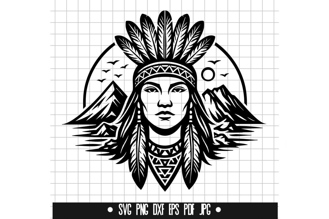 Native Chief SVG, Native Chief DXF, Native Chief PNG, Native Chief Cut ...