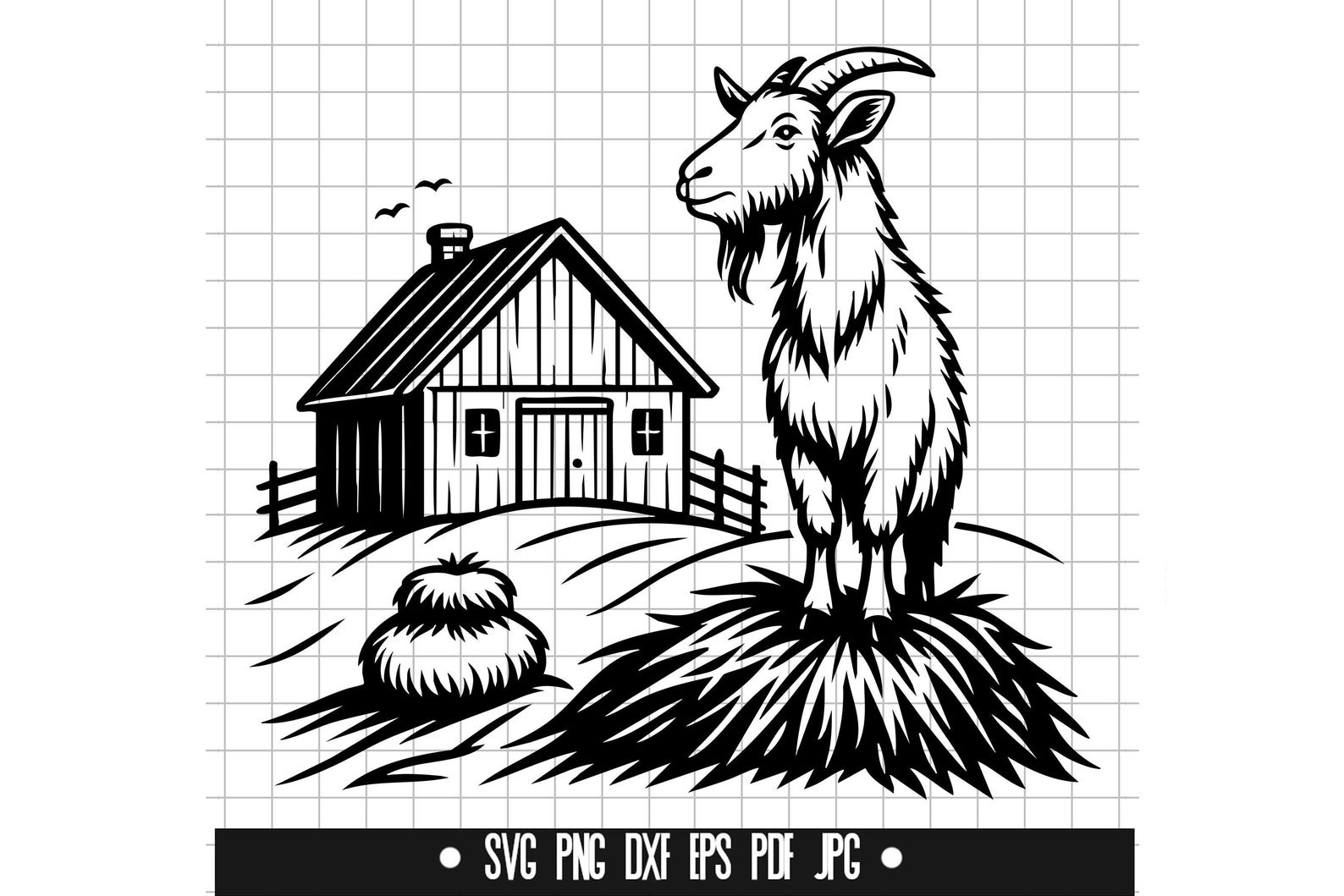 Goat SVG, Farm Goat DXF, Barn Goat PNG, Farm Scene Cut File, Clipart ...