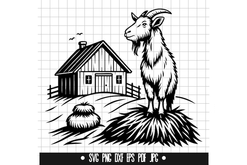 Goat SVG, Farm Goat DXF, Barn Goat PNG, Farm Scene Cut File, Clipart ...