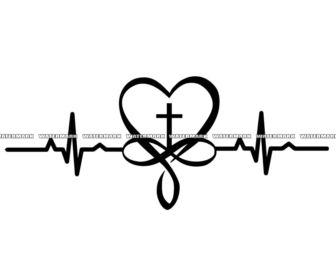 Cross SVG Heartbeat Ekg Lover Cut File DXF PNG Clipart - Etsy