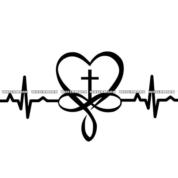 Cross and Heartbeat - Etsy