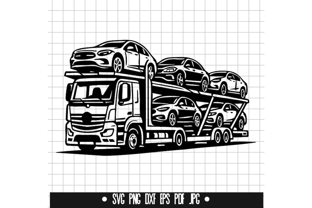 Car Transport Truck SVG, Car Carrier DXF, Vehicle Hauler PNG, Cut File ...