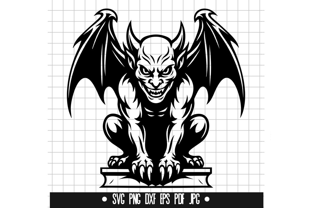 Gargoyle SVG, Gothic Demon PNG, Winged Gargoyle DXF, Scary Monster Cut ...