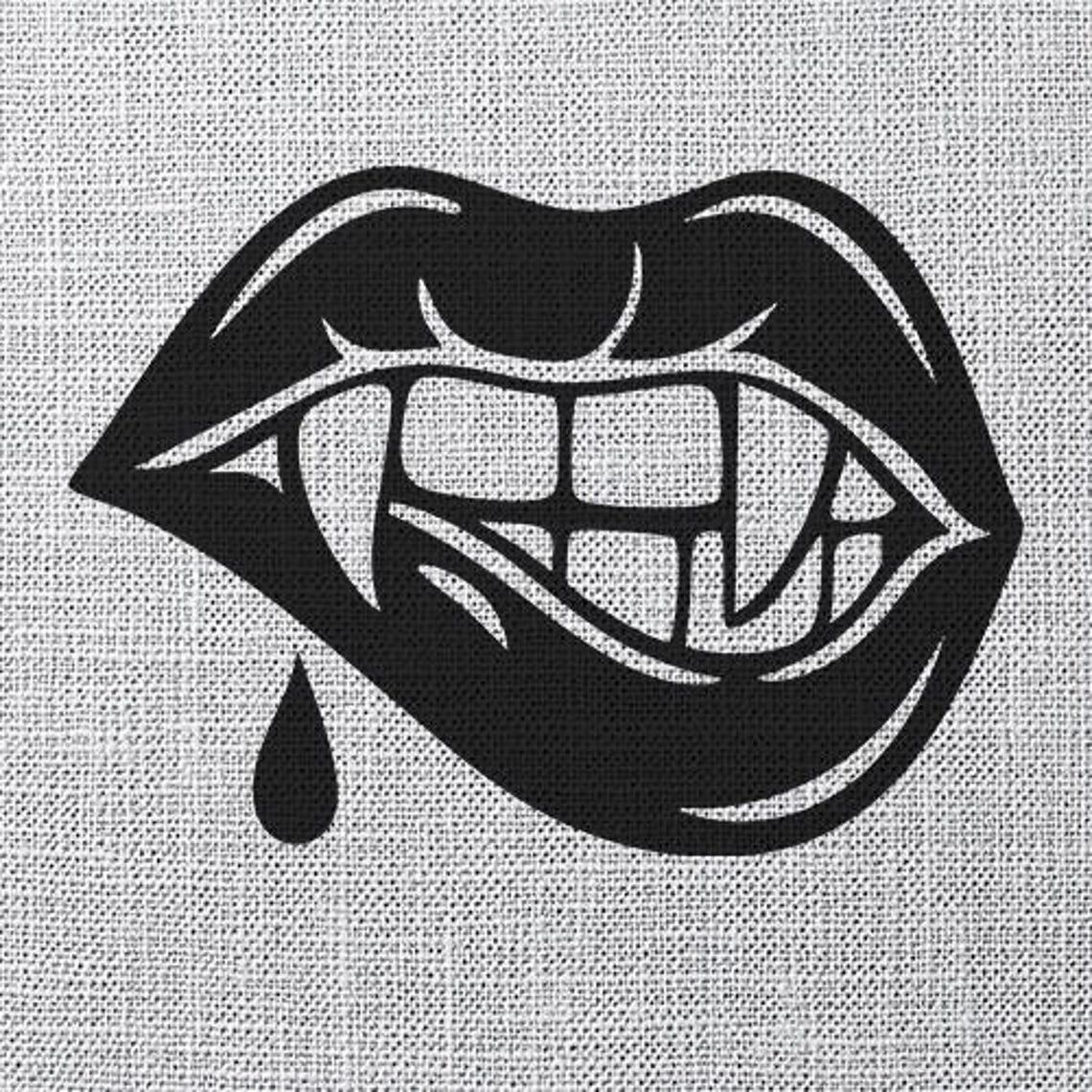Bloody Vampire Lips SVG, Fangs DXF, Gothic Lips PNG, Halloween Cut File ...