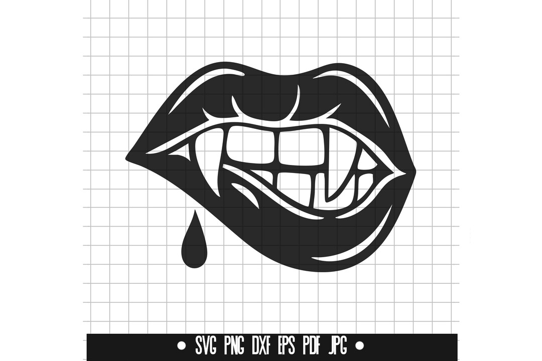 Bloody Vampire Lips SVG, Fangs DXF, Gothic Lips PNG, Halloween Cut File ...