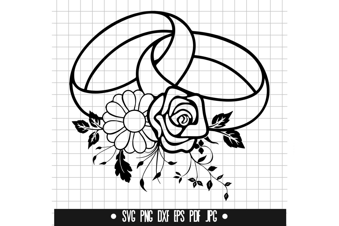 Floral Wedding Ring SVG, Cut File, DXF, PNG, Clipart, Silhouette ...