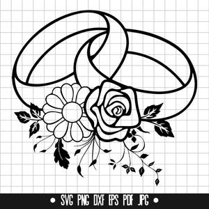 Floral Wedding Ring SVG, Cut File, DXF, PNG, Clipart, Silhouette ...